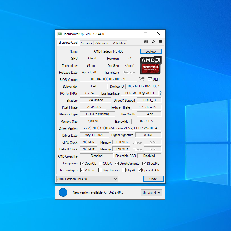 کارت گرافیک 2 گیگ AMD R5 430 DDR5